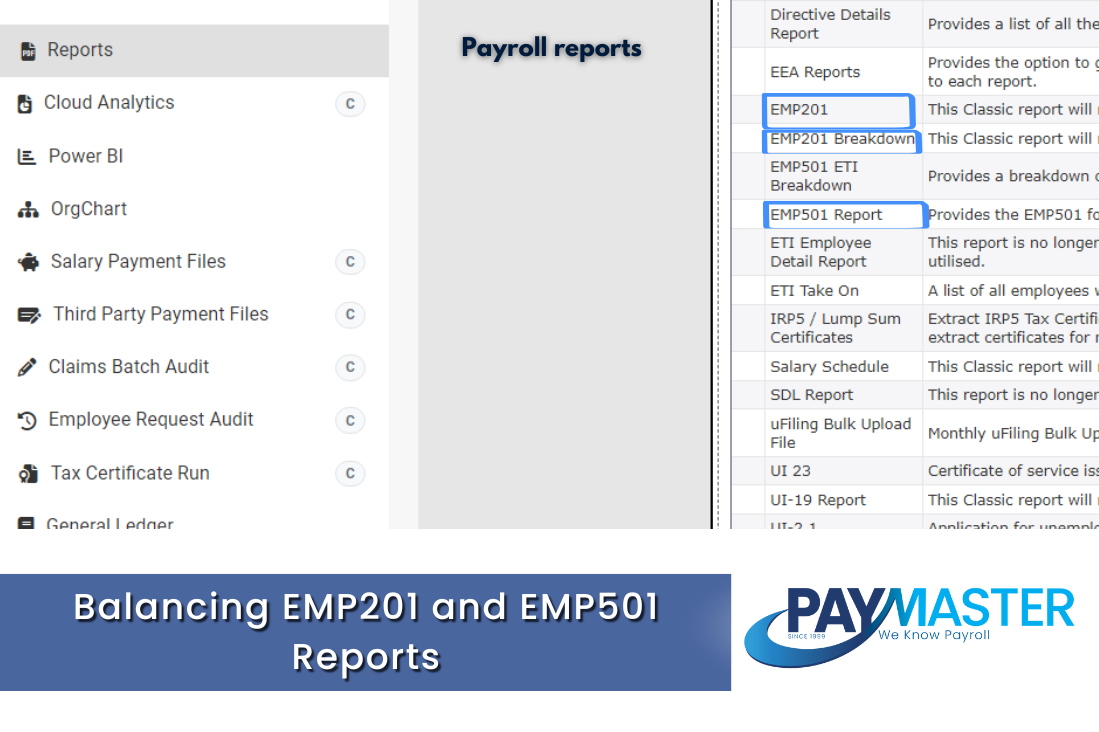 Essential Reports needed for Annual EMP501 Submission - HR Master